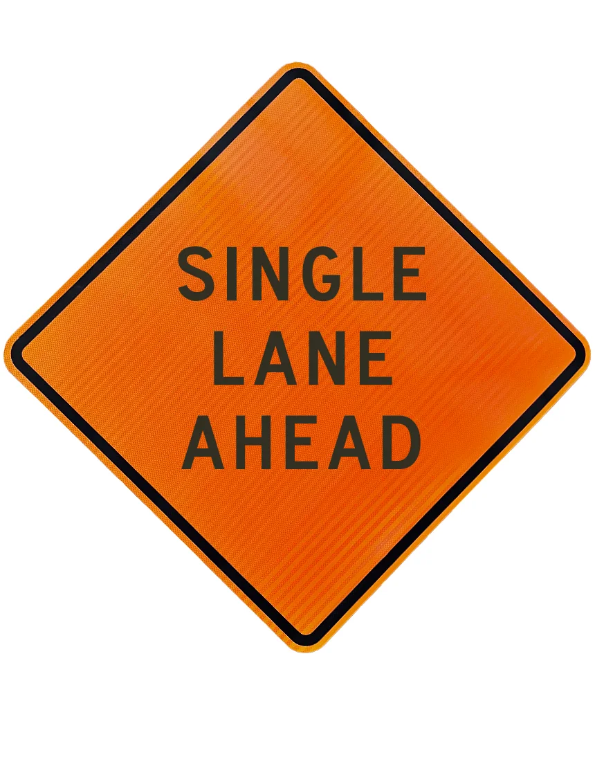 Corrugated Plastic Single Lane Ahead Construction Sign | TSS