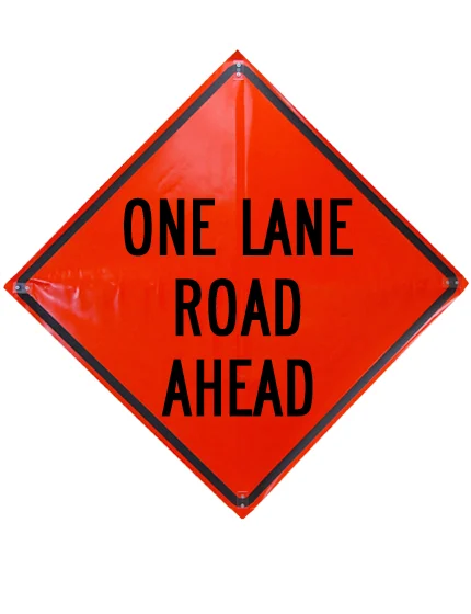 36" Roll Up Sign One Lane Road Ahead | TSS