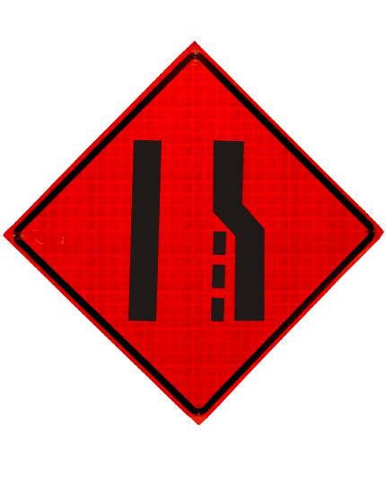 Right Lane Ending Symbol Roll Up Sign Sewn Pockets | TSS