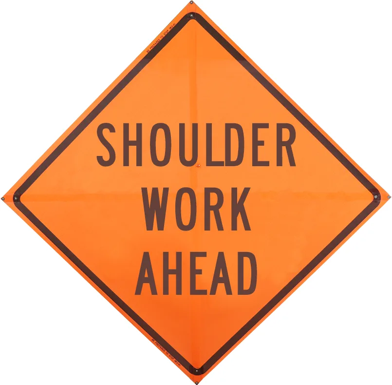 48" Mesh Roll Up Sign SHOULDER WORK AHEAD | RU-48-MESH-SWRKAH | Traffic ...