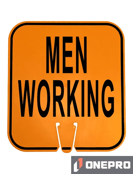 Men Working Vertical Clip-On Sign - Clip-On Signs for Traffic Cones