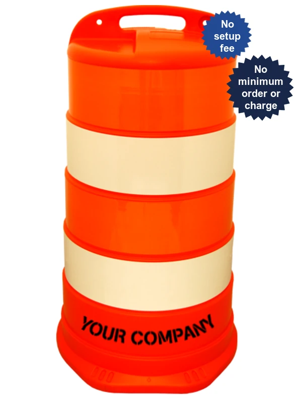 37" Tall Channelizer Drum w/ Four (4) 6" EG Reflective Stripes & Double ...