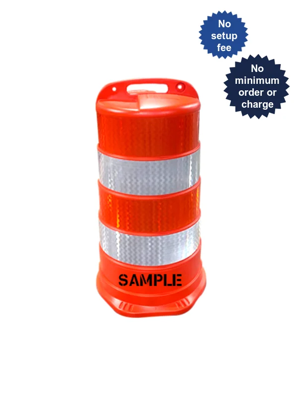 37" Tall Channelizer Drum w/Four 6" HI Reflective Stripes & Custom ...