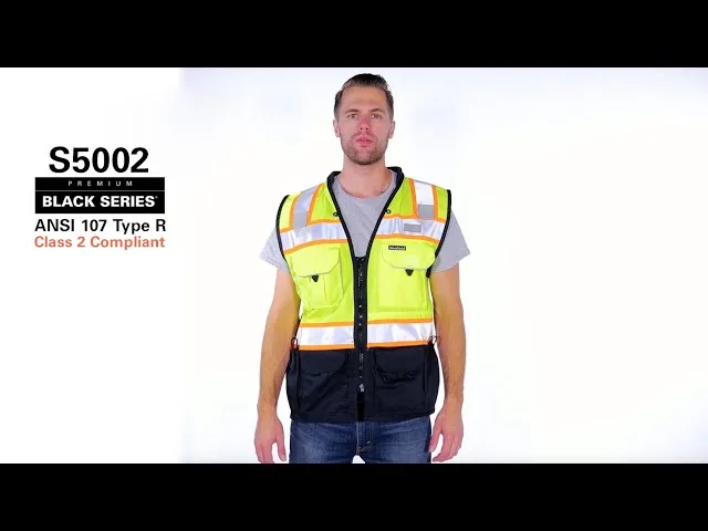 Kishigo Orange, Black Series Surveyors Vest, Class 2, Large | TSS